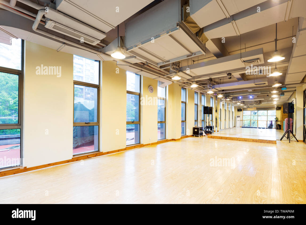 design and decoration of empty room in modern gym Stock Photo - Alamy