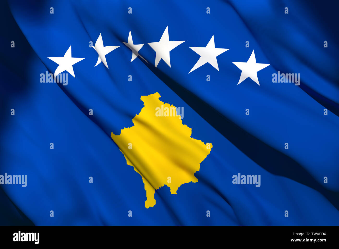 3d rendering of a Kosovo national flag waving Stock Photo - Alamy