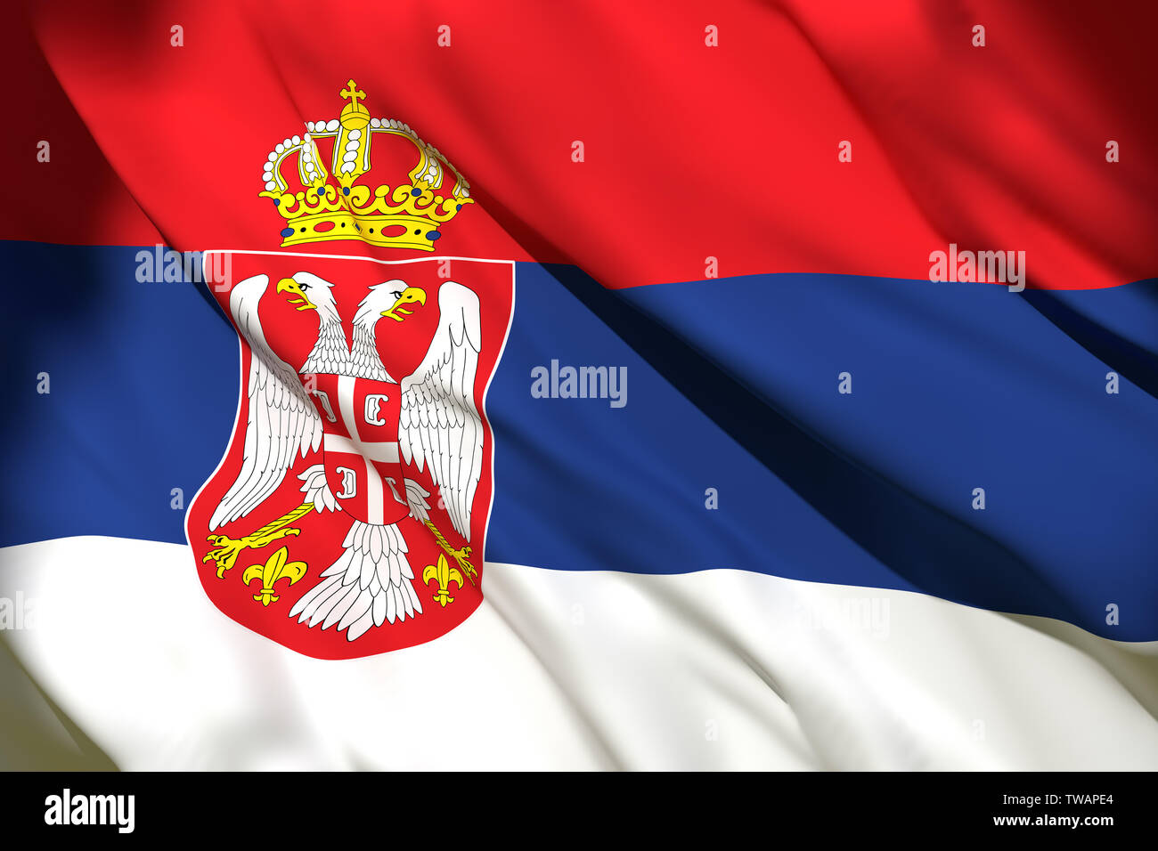 3d rendering of a Serbia national flag waving Stock Photo - Alamy