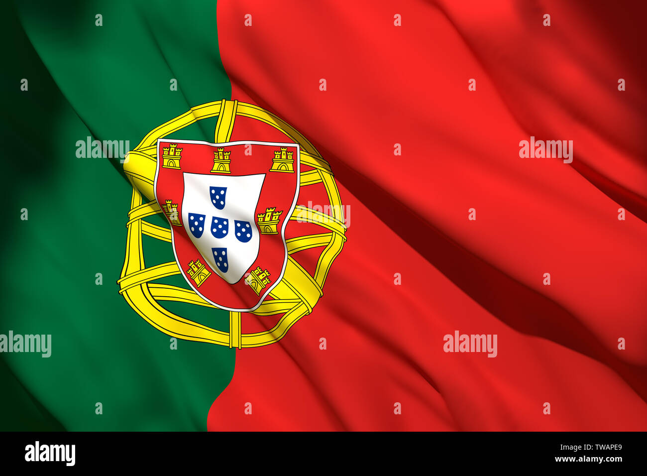 3d rendering of a Portugal national flag waving Stock Photo - Alamy