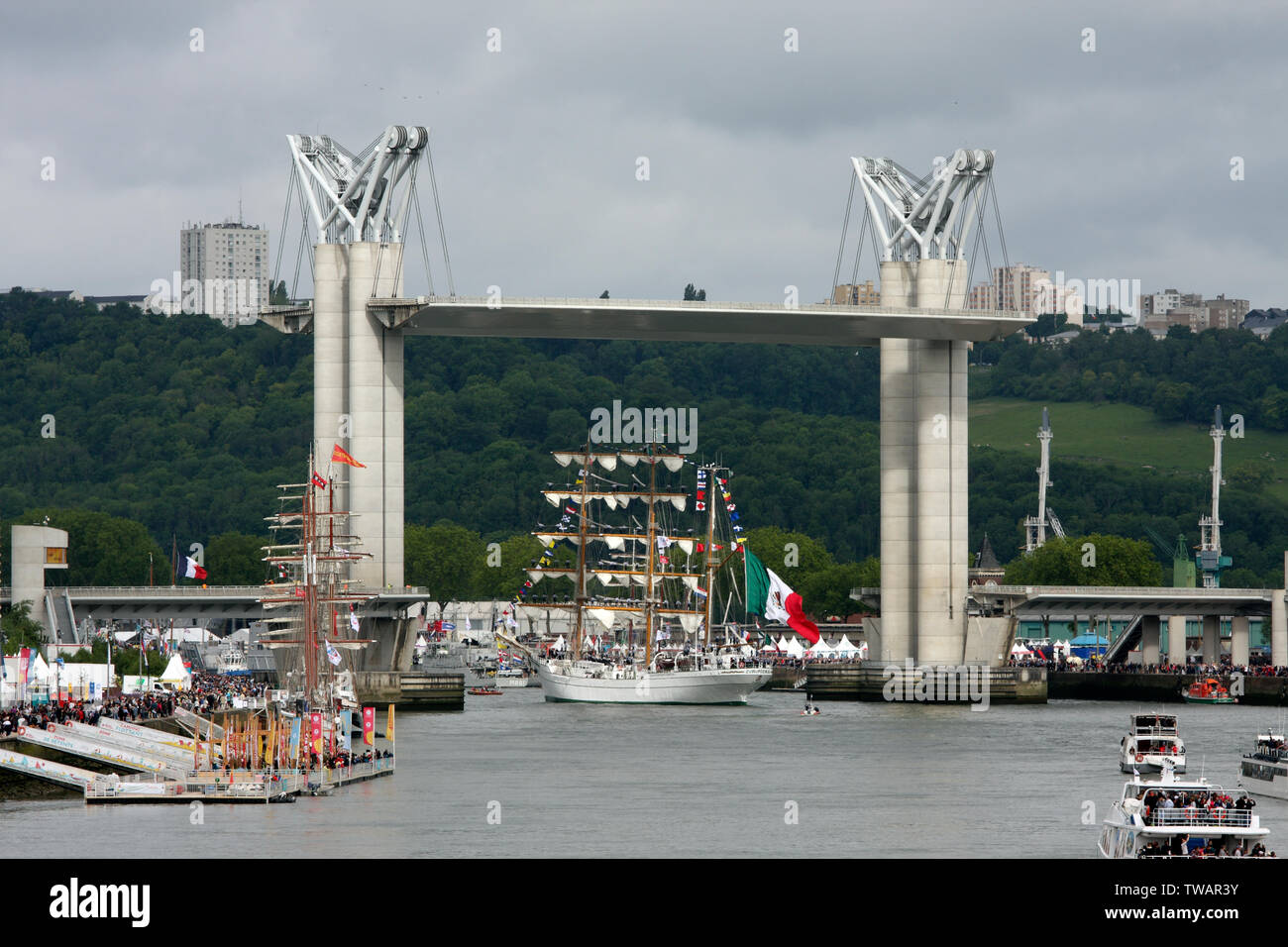 Tall Ship, CUAUHTEMOC, Flaubert Bridge, Rouen, Normandy, France Stock ...