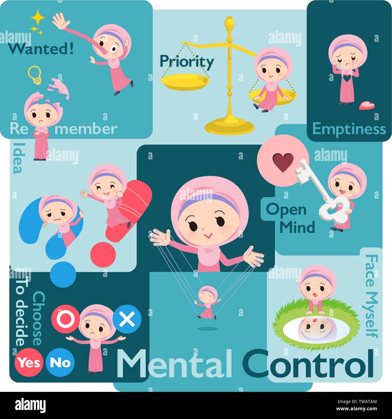 A set of Islamic girl who control emotions.A variety of image ...