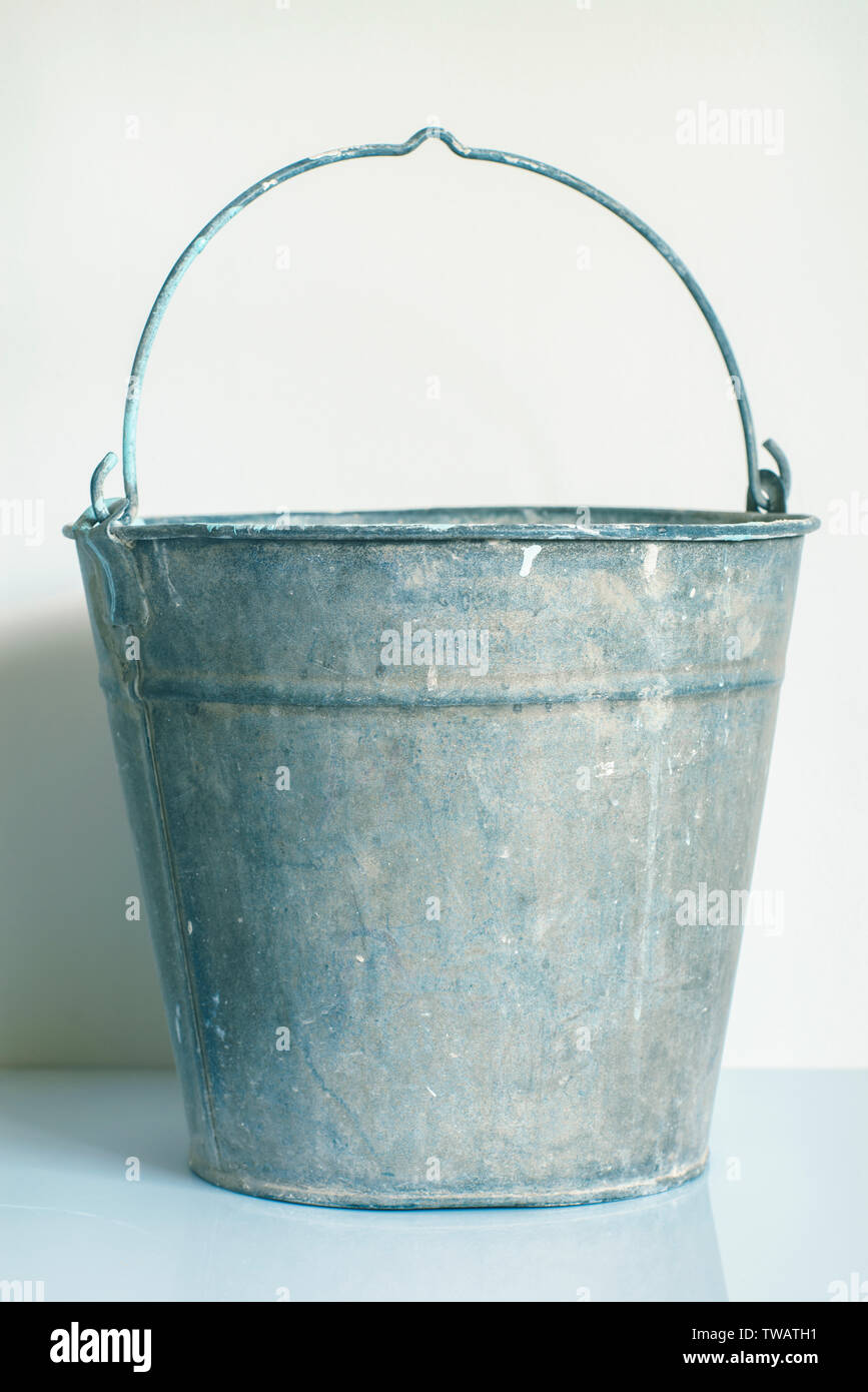 The Zinked Iron Grunge Bucket, Empty Galvanized Metal Bucket Stock ...