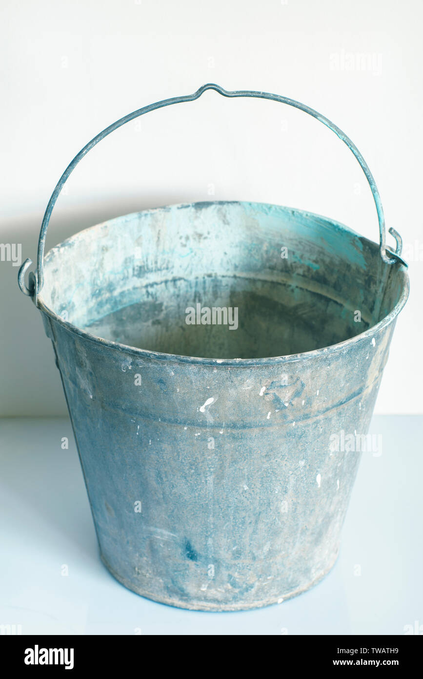 The Zinked Iron Grunge Bucket, Empty Galvanized Metal Bucket Stock ...