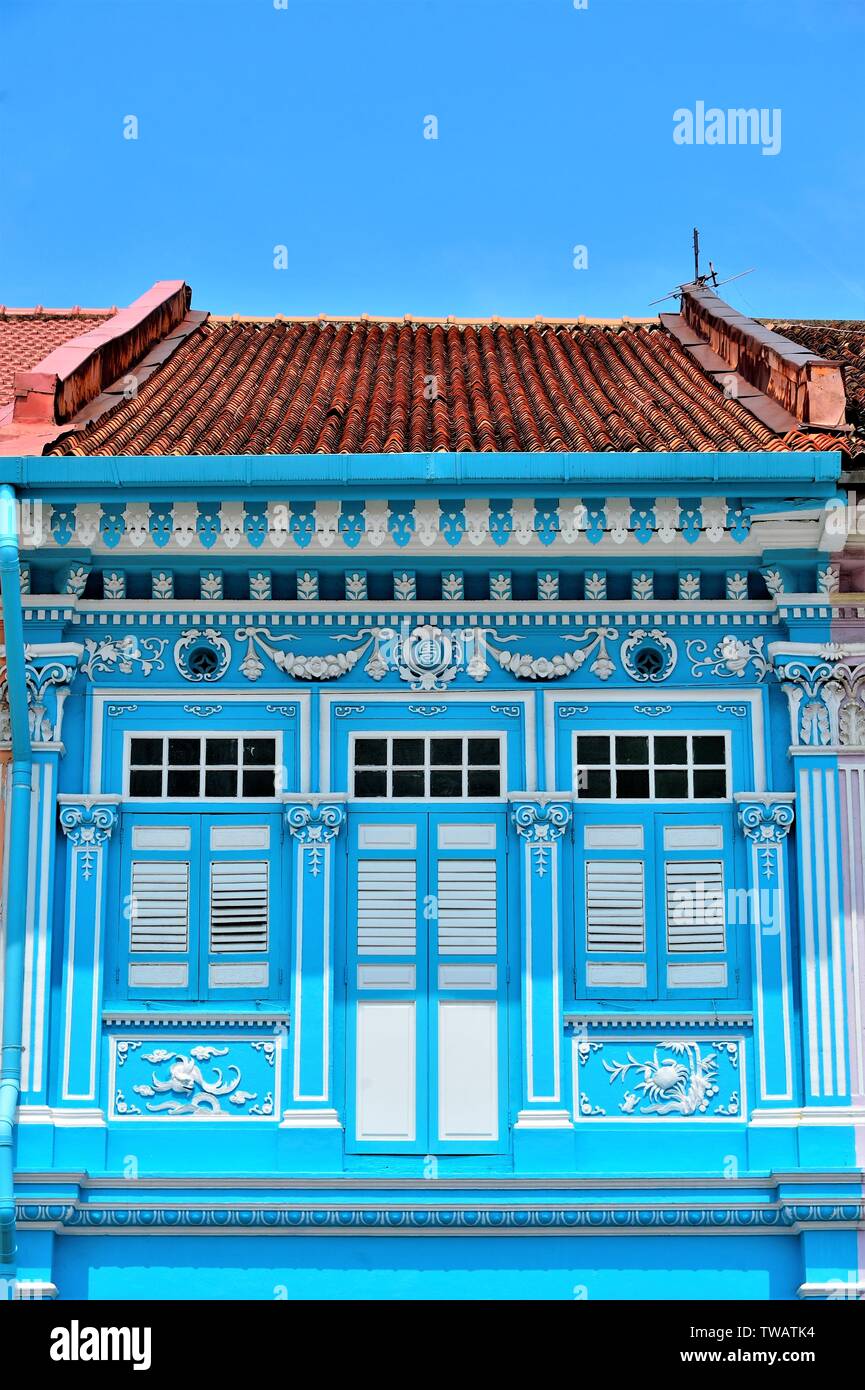 Front view of colourful traditional Singapore Peranakan or Straits ...