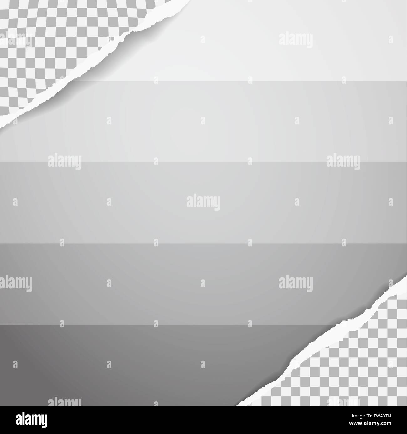 Piece of torn squared paper in corners with soft shadow is on grey ...