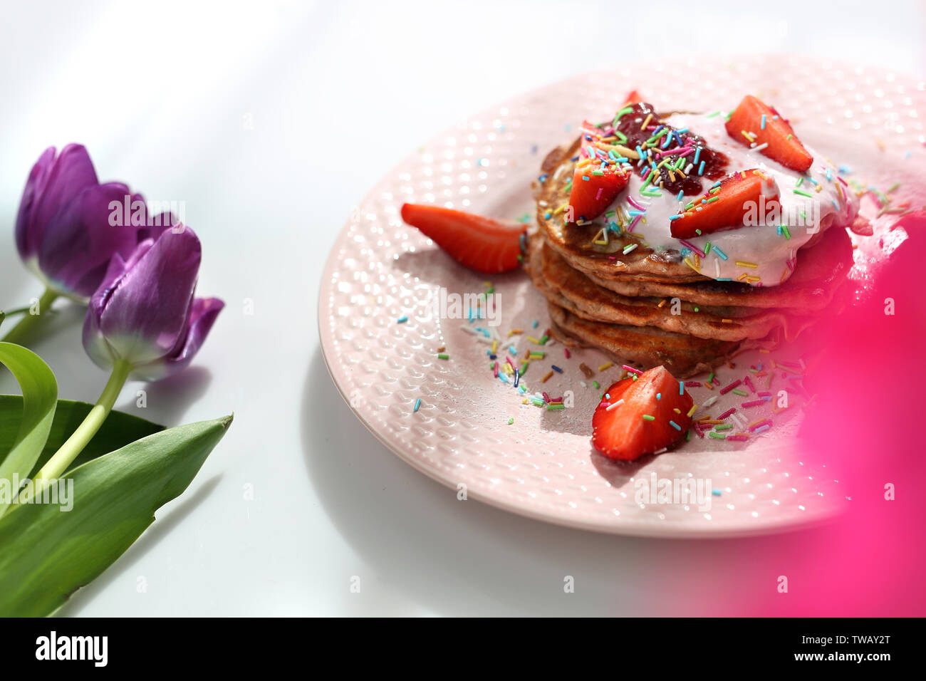 Traditional home-made pancakes, sweet, nutritious breakfast. horizontal ...