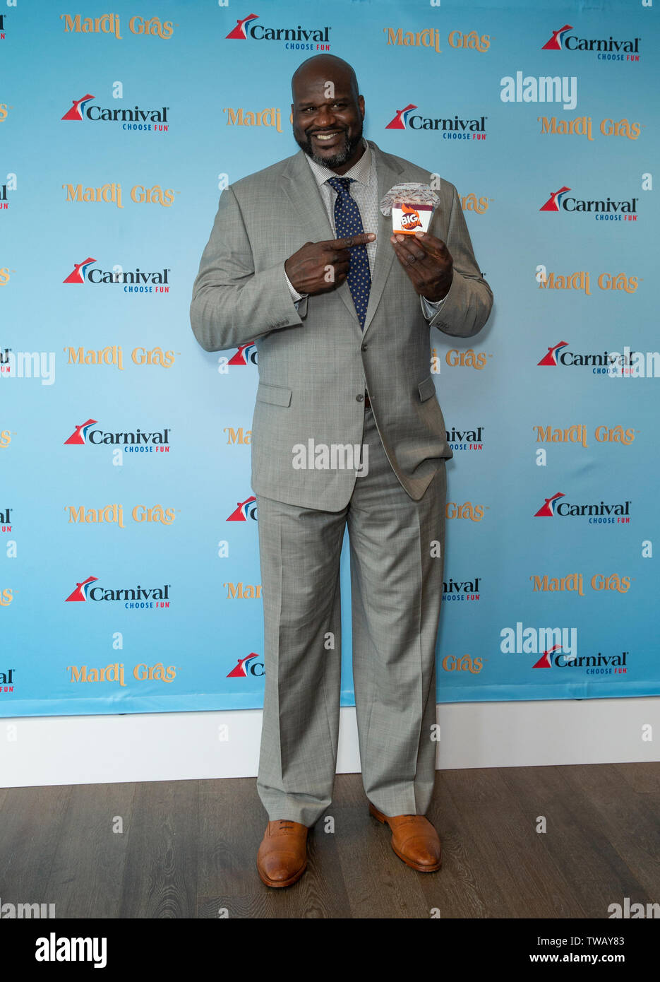 New York, NY - June 18, 2019: Carnival Cruise Line and NBA star ...