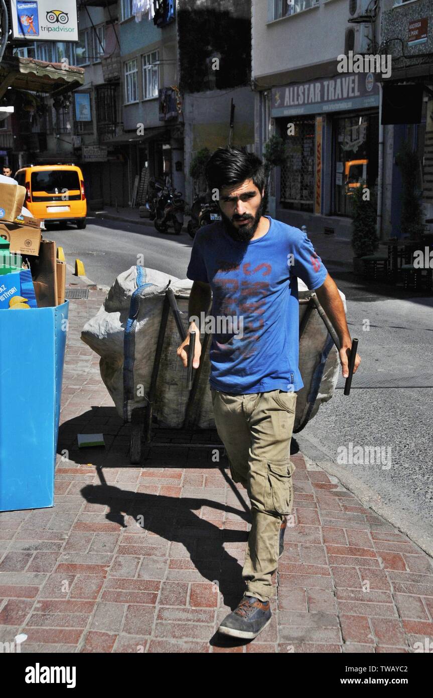 Blue recycling bins in istanbul hi-res stock photography and images - Alamy