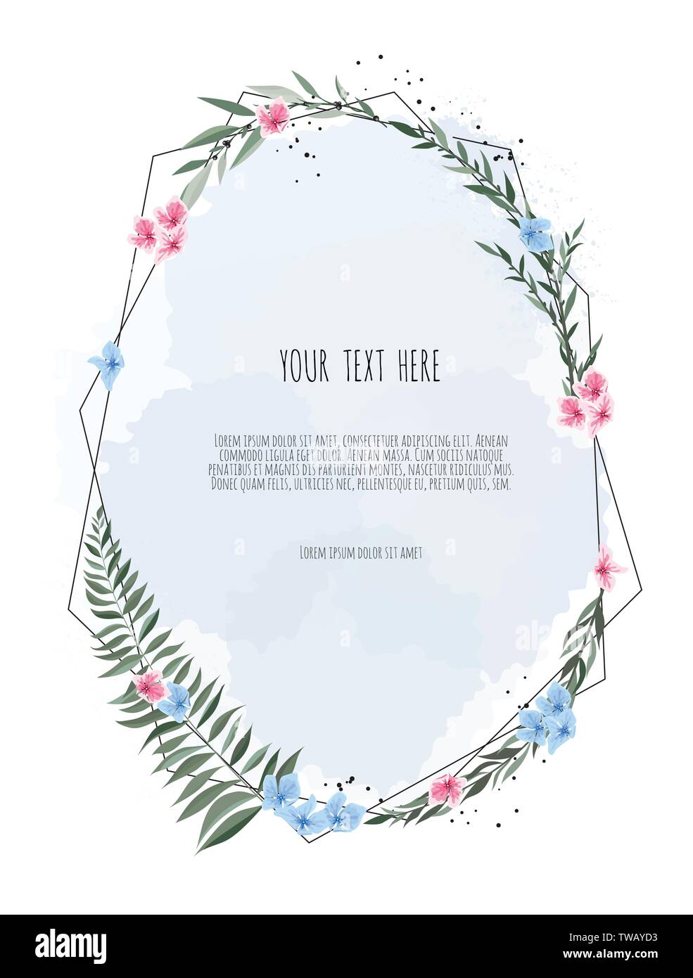 Vector floral design card. Greeting, postcard wedding invite template ...