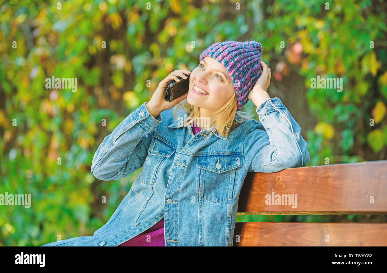 Girl call friend. Stay touch with modern smartphone. Mobile call ...