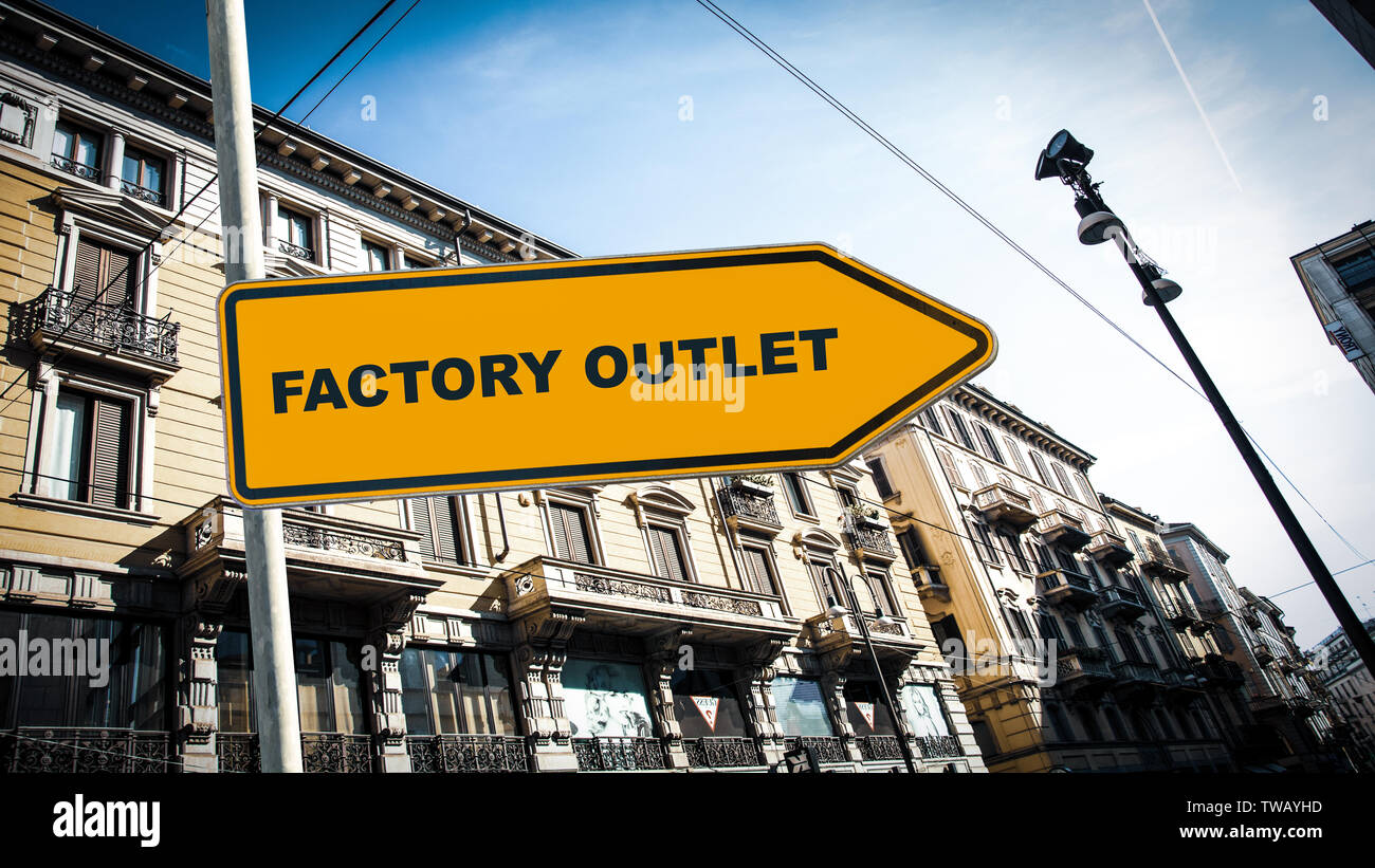 Street sign way factory outlet hi-res stock photography and images - Alamy
