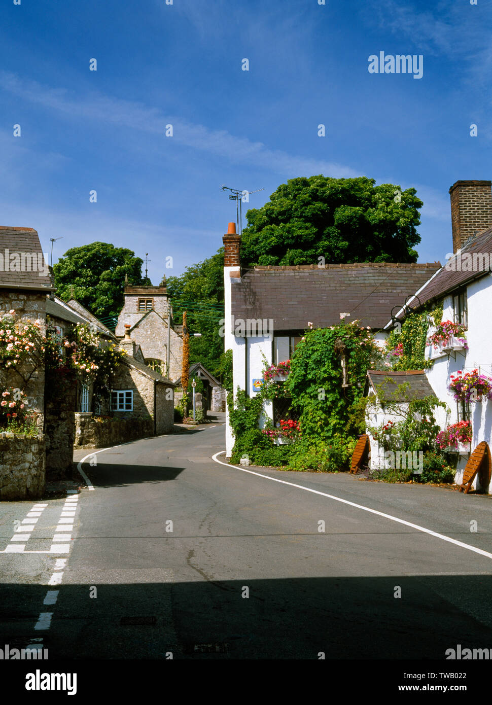 Cilcain White Horse Inn and St Mary's church, Mold, Flintshire. Cilcain ...