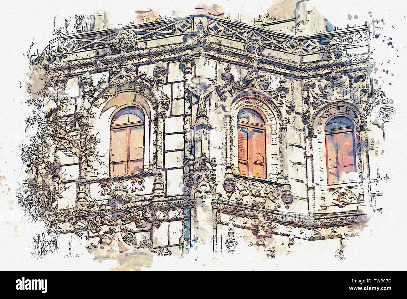 Hand drawn illustration of a castle hi-res stock photography and images ...