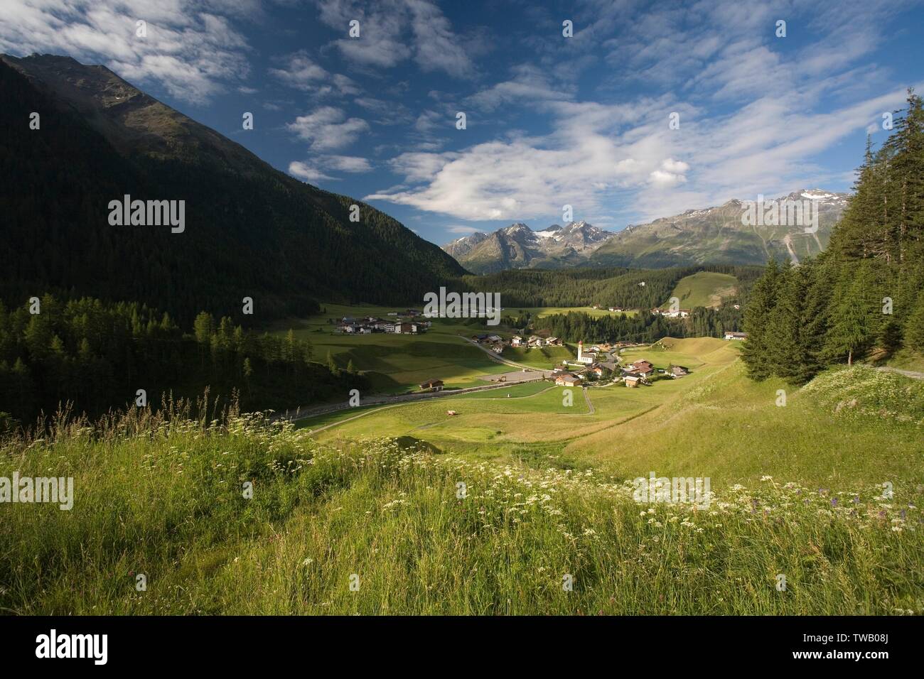 Austria, Tyrol, Oetztal Alps, Niederthai near Umhausen in the Oetz ...
