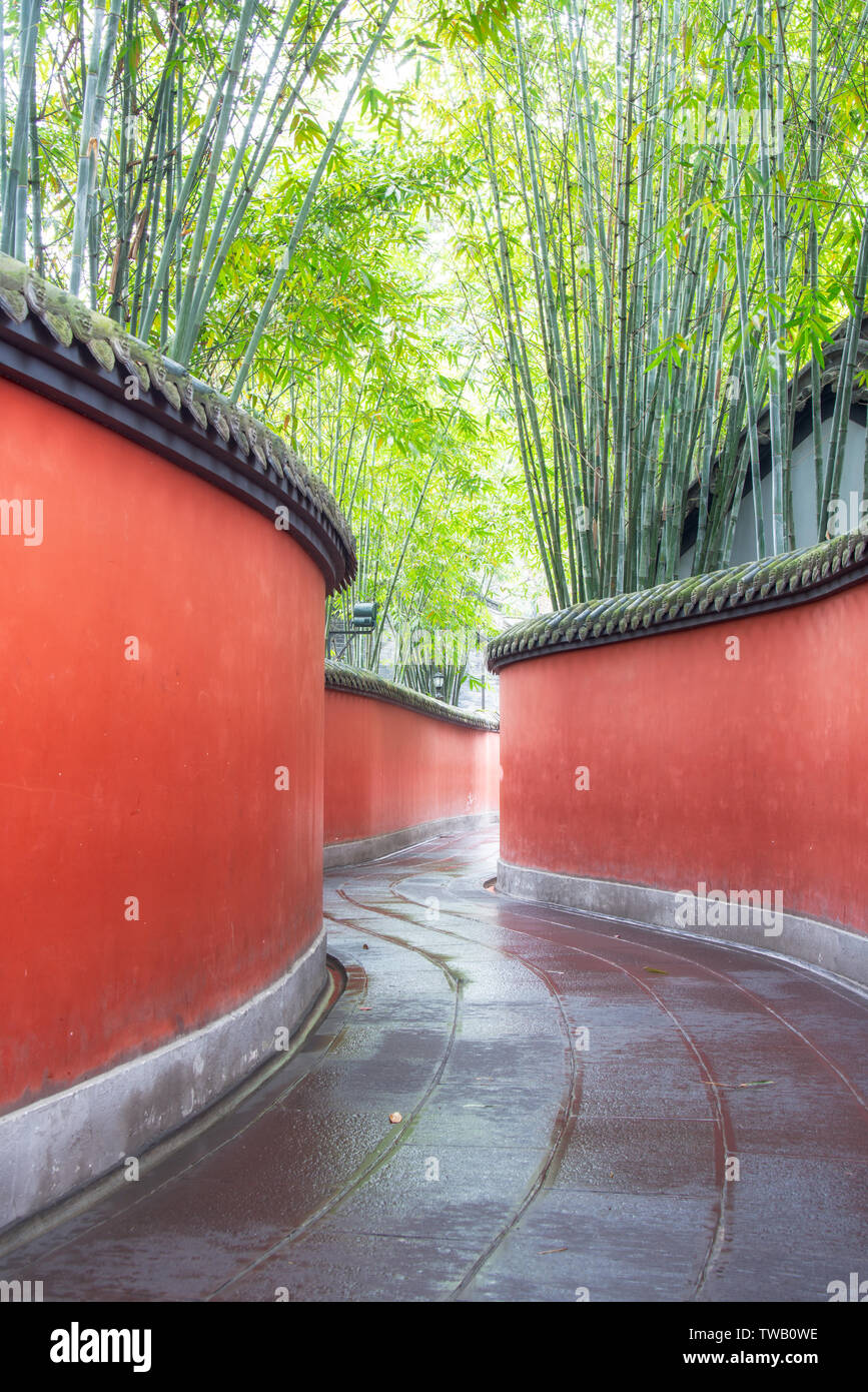 Red Wall and Bamboo Forest in Wuhou Temple Museum in Chengdu Stock ...