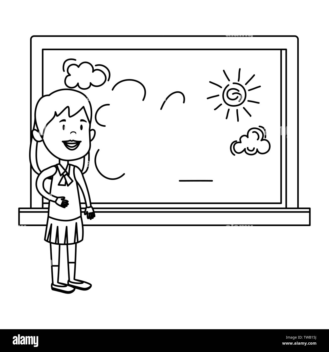 happy student girl drawing in chalkboard Stock Vector Image & Art - Alamy