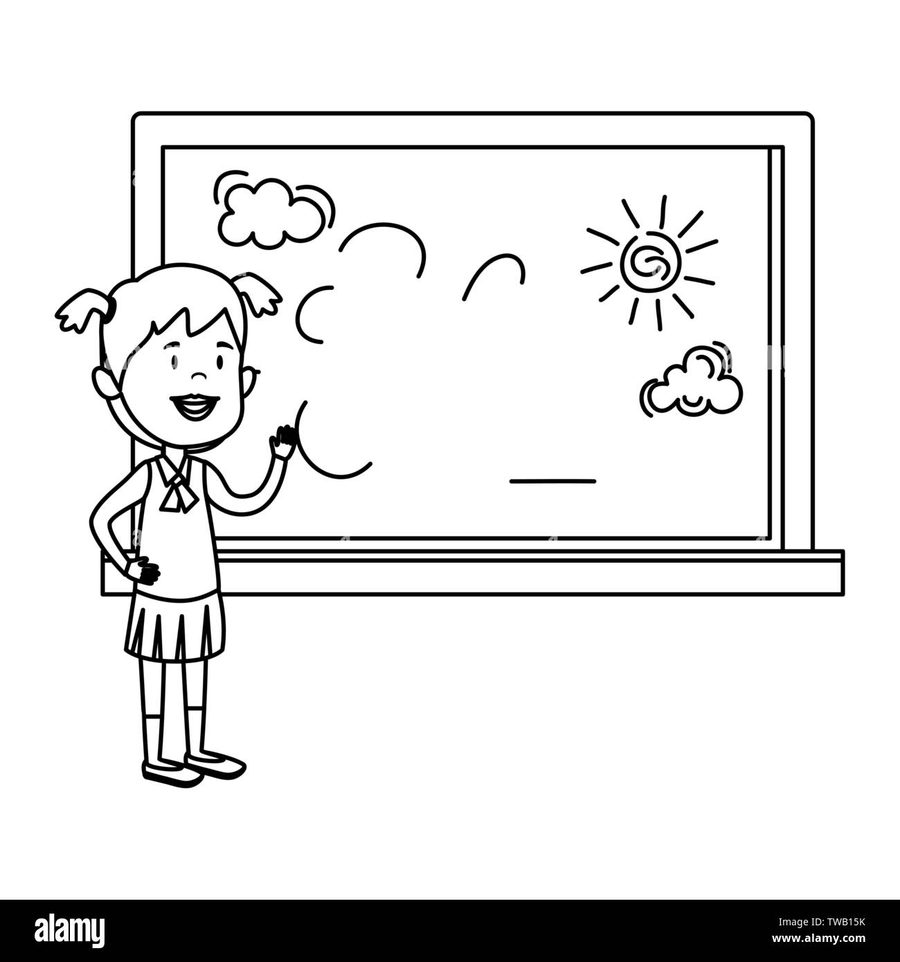 happy student girl drawing in chalkboard Stock Vector Image & Art - Alamy
