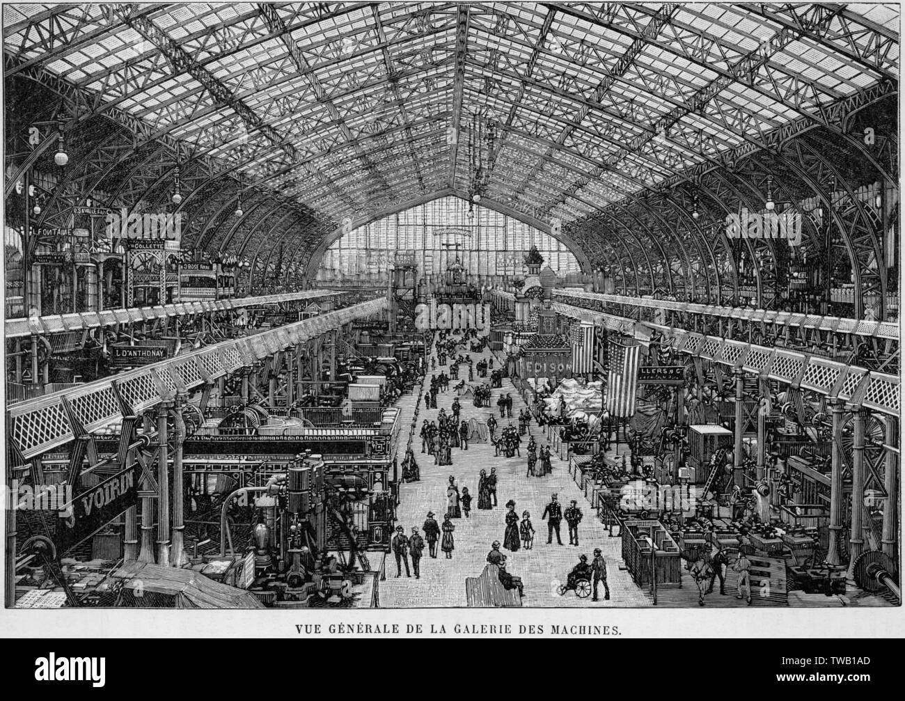 Paris Exhibition - Machinery Hall 1889 Stock Photo - Alamy