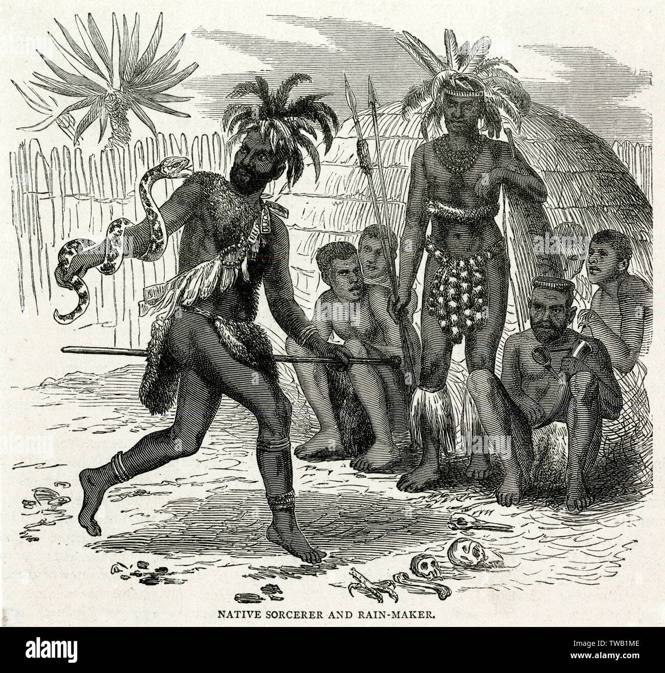 Native African sorcerer rain-maker. Date: circa 1860 Stock Photo - Alamy