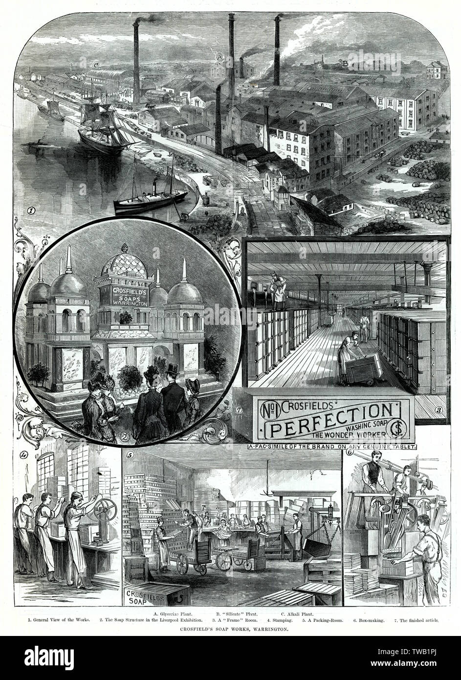 Crosfield's soap works, Warrington 1886 Stock Photo - Alamy