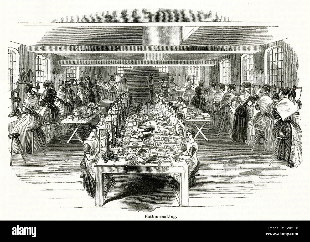 Button-making, Elliot's Button Factory, Birmingham 1844 Stock Photo - Alamy