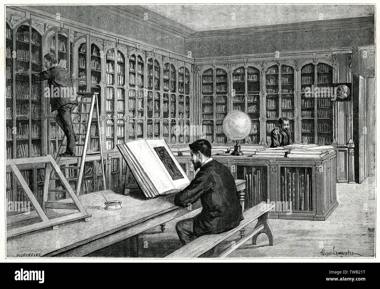 French Library with students at work - Paris Stock Photo - Alamy