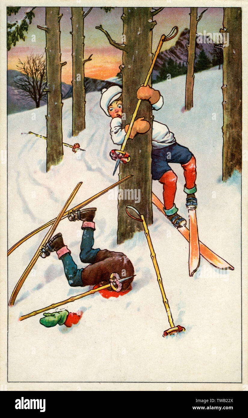 Cartoon Skier Crash