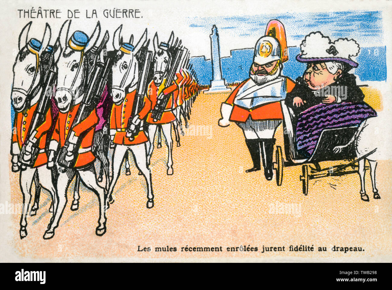 French satire on the Boer War - Victoria sending out 'Mules' Stock ...