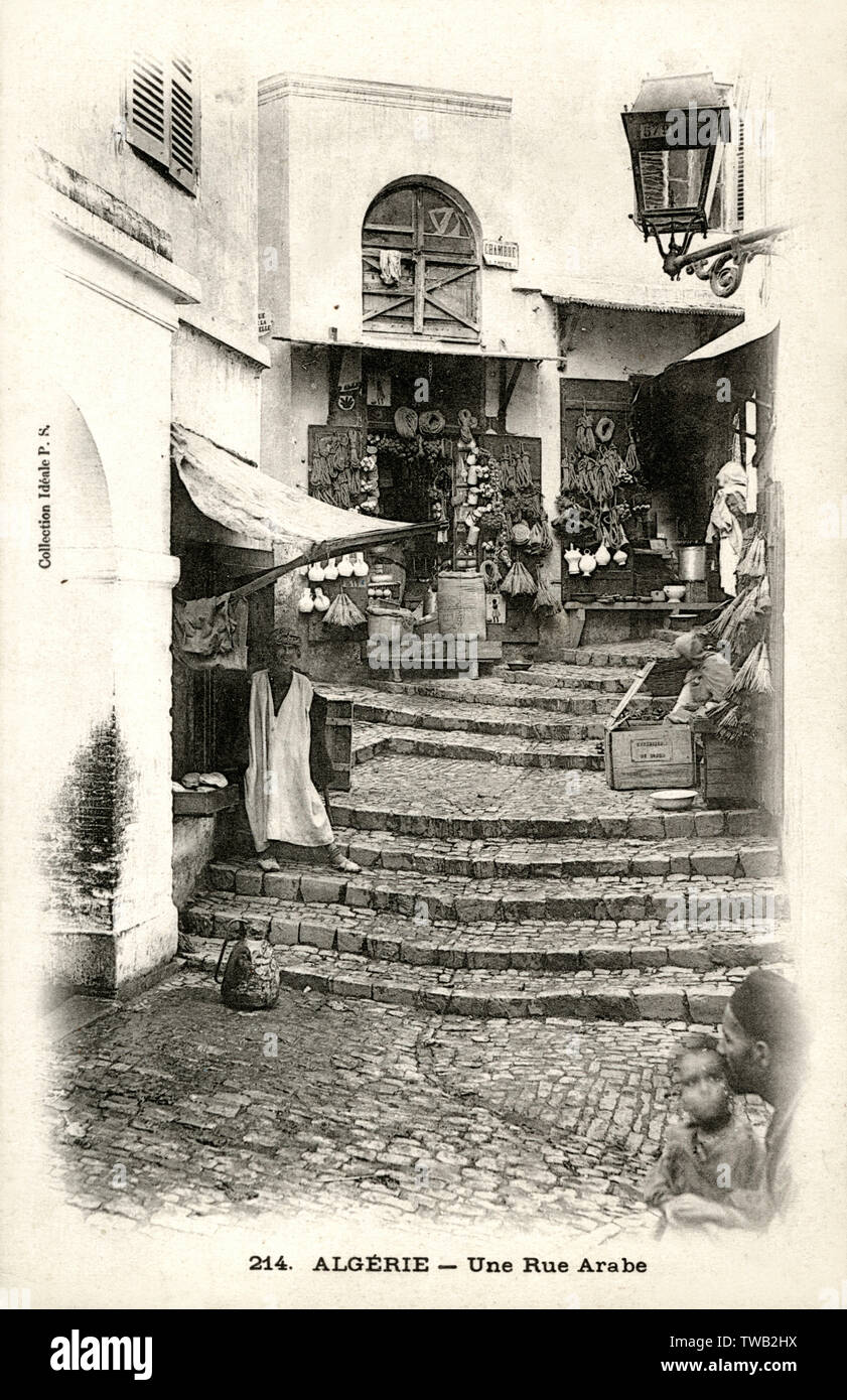 Arab Street with small shops - Algiers, Algeria Stock Photo - Alamy