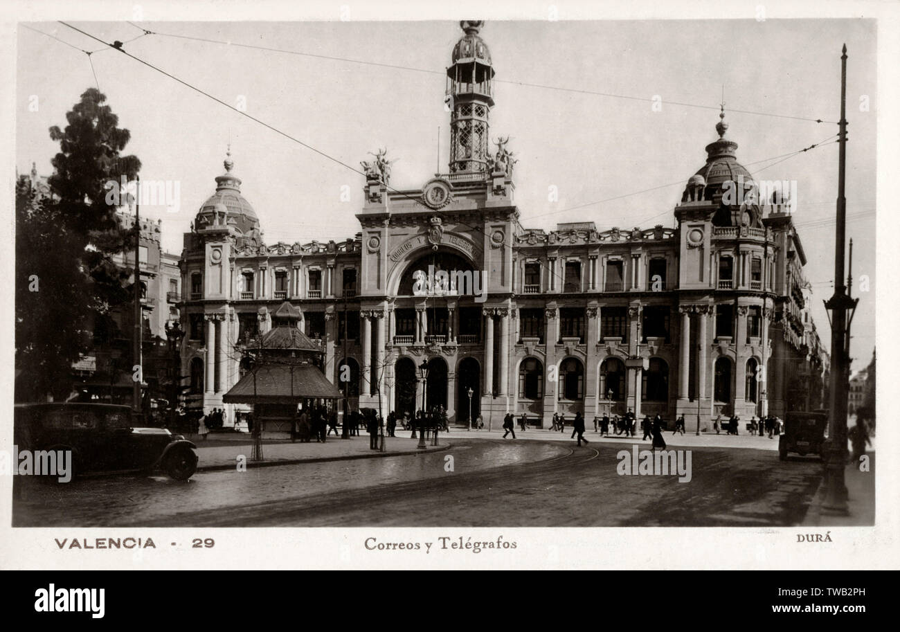 The Mail and Telegraph Office at Valencia, Spain Stock Photo - Alamy