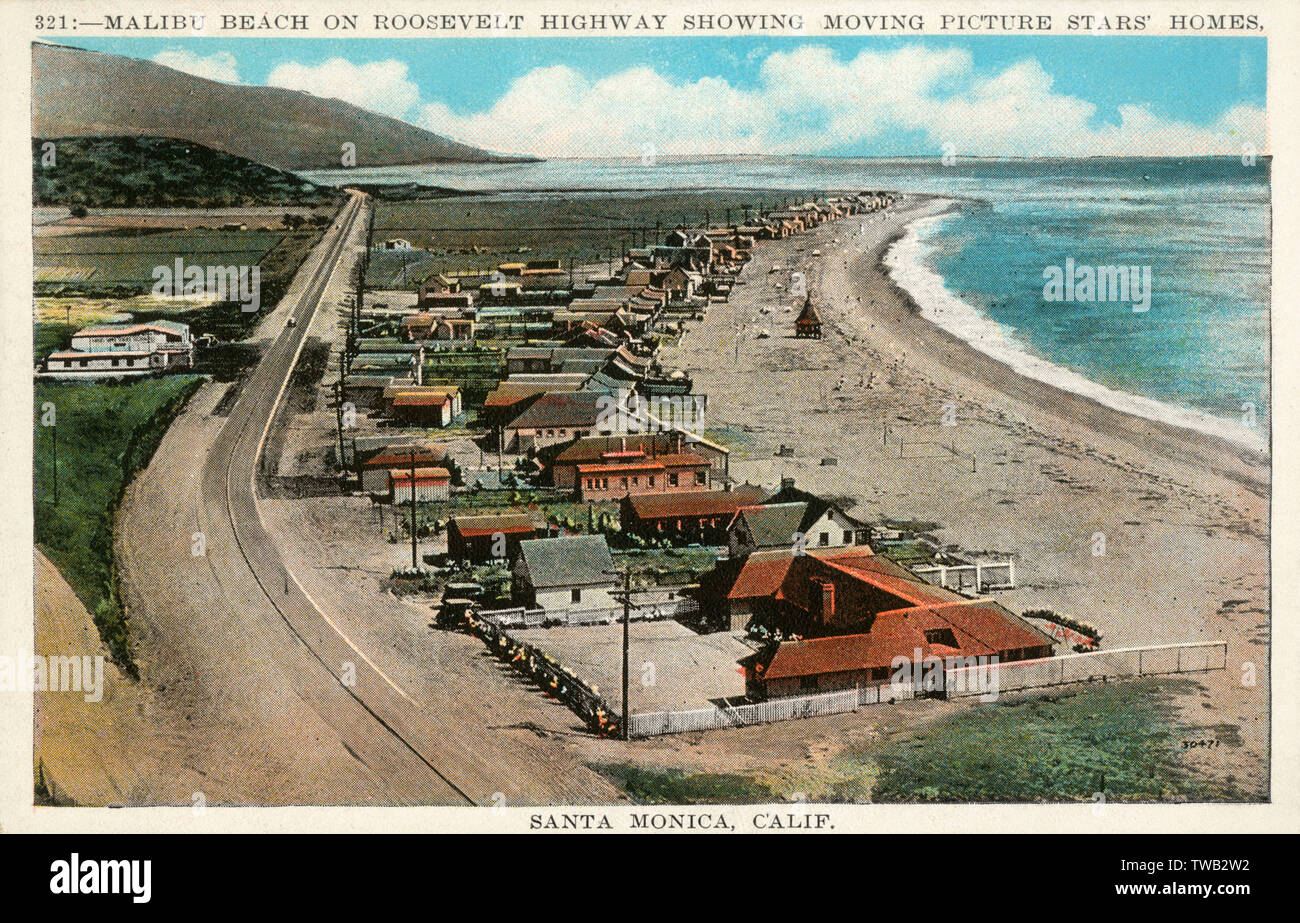 Malibu Beach on Roosevelt Highway - Santa Monica, California Stock ...