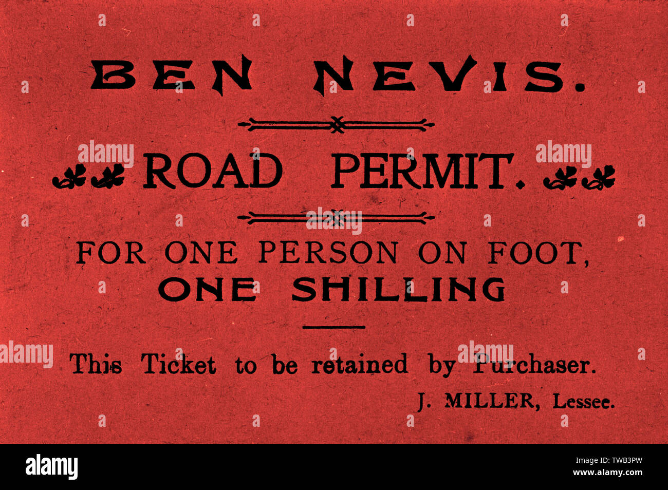 Ticket, Ben Nevis road permit, Lochaber, Scotland Stock Photo - Alamy