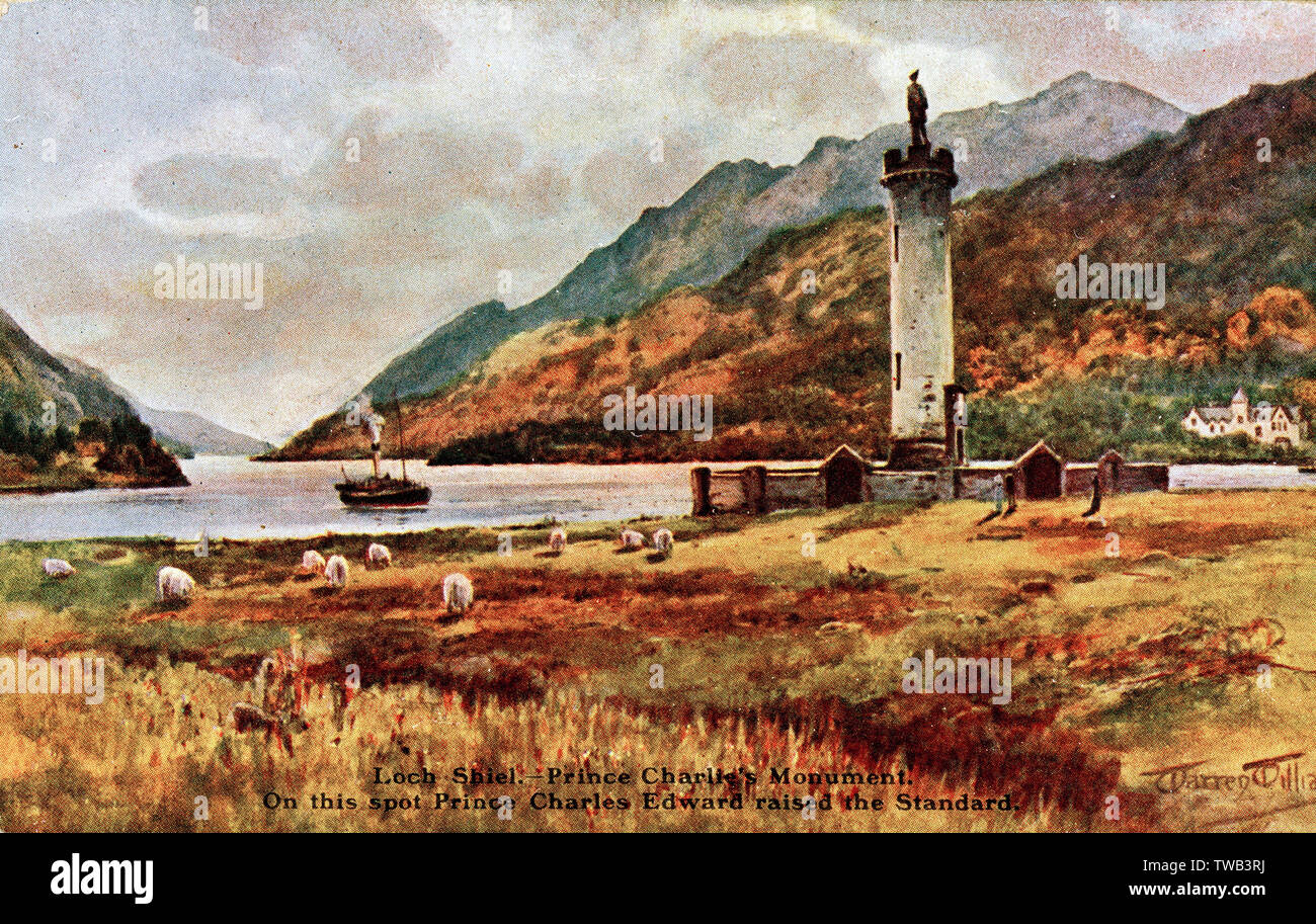 Loch Shiel and Prince Charlie Monument, Scotland Stock Photo - Alamy
