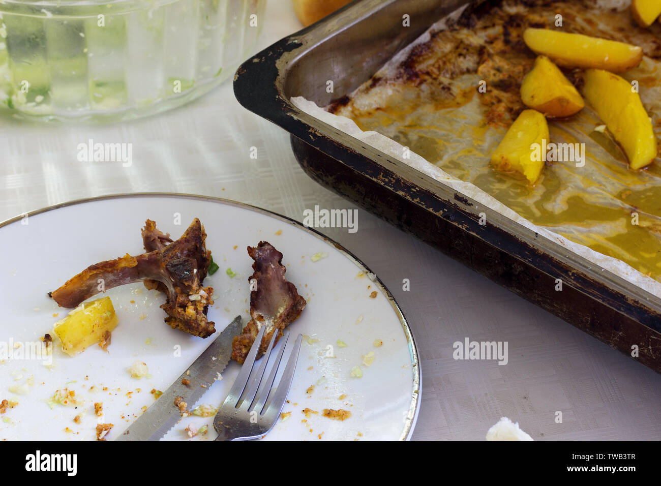 Table in the home after completing lunch Stock Photo - Alamy