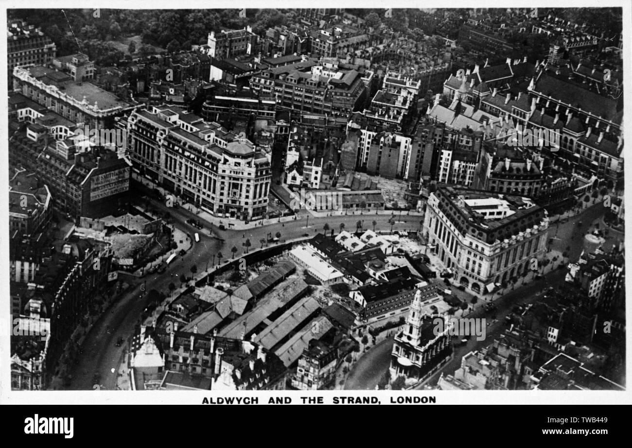 Aerial view of the Aldwych and the Strand, London Stock Photo - Alamy