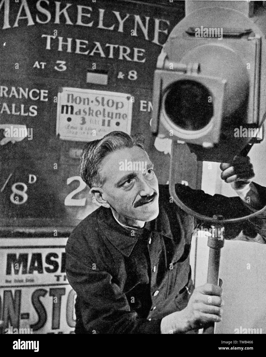 Spotlight operator, Maskelyne's Theatre, London Stock Photo - Alamy