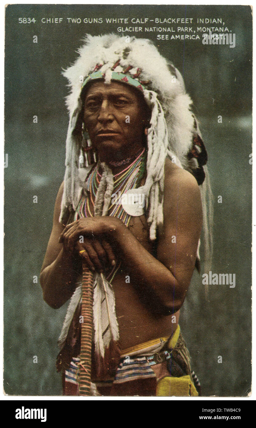 Chief Two Guns White Calf, Blackfeet Indian, Montana, USA Stock Photo ...