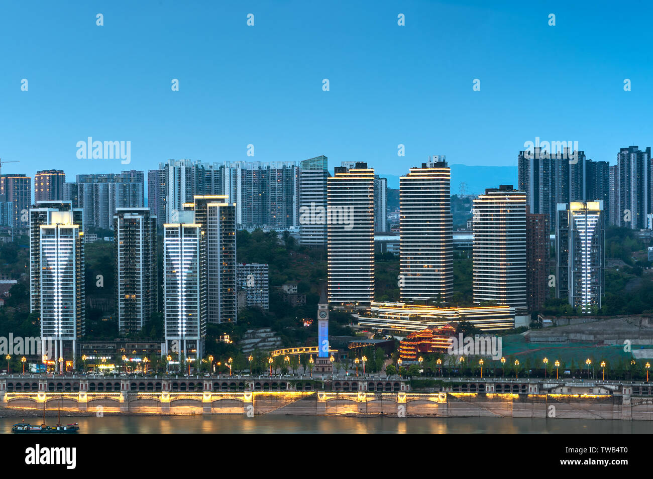 Night view of Nanbin Road Architecture, Chongqing Stock Photo - Alamy