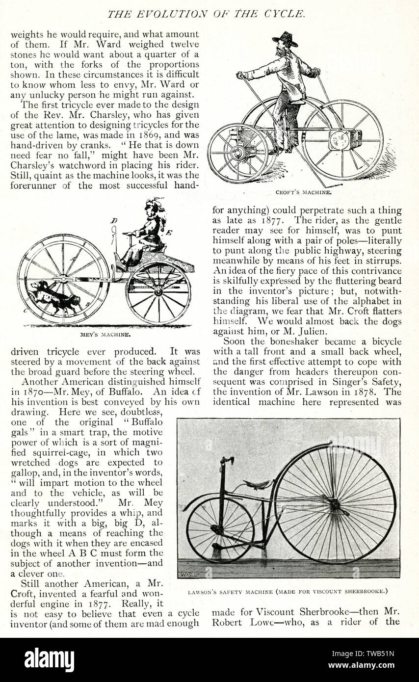 The Evolution of the Cycle -- three cycling machines Stock Photo - Alamy