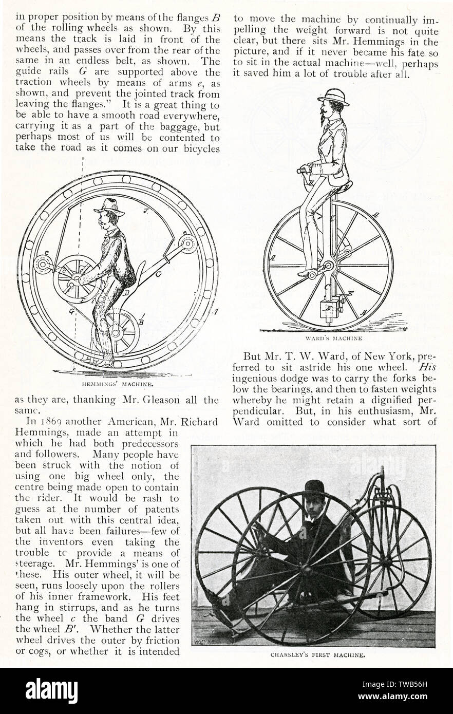 The Evolution of the Cycle -- three cycling machines Stock Photo - Alamy