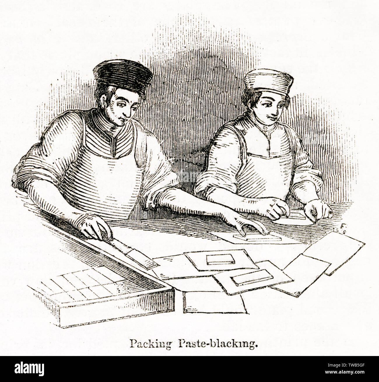 Scene inside a blacking factory, Holborn, London Stock Photo - Alamy