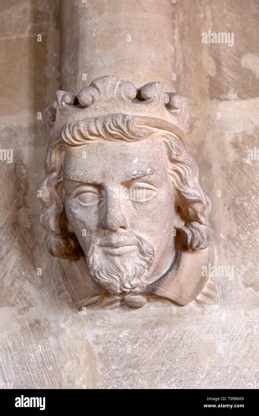 Victorian stone corbel carved head of a king, church of the Holy Cross ...