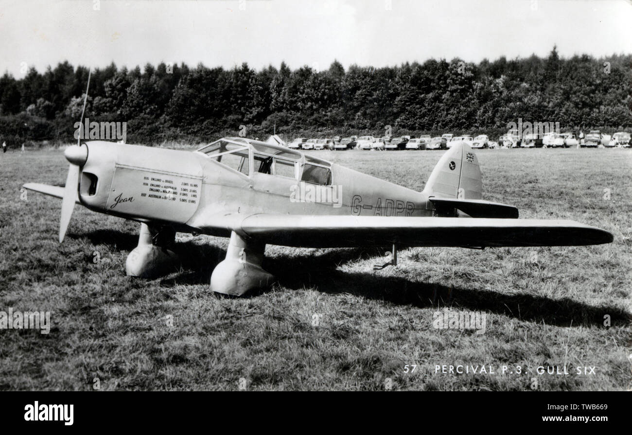 Percival P3 Gull Six, G-ADPR, Jean, used by Jean Batten Stock Photo - Alamy