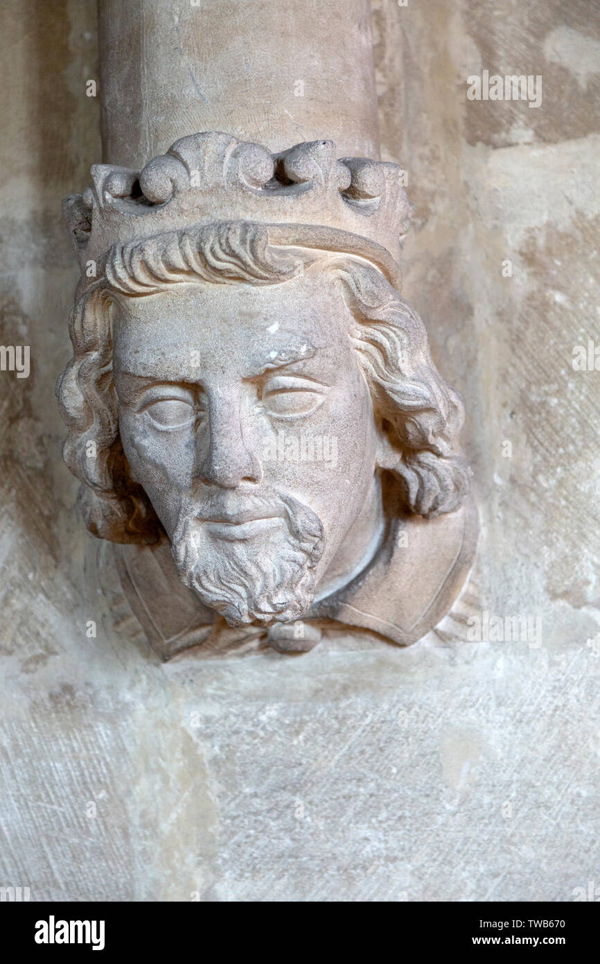 Victorian stone corbel carved head of a king, church of the Holy Cross ...