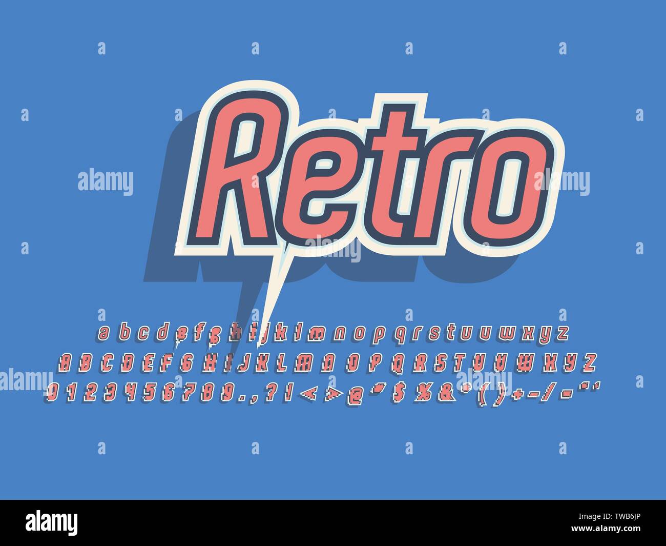 Retro font and alphabet. Stock vector illustration Stock Vector Image ...