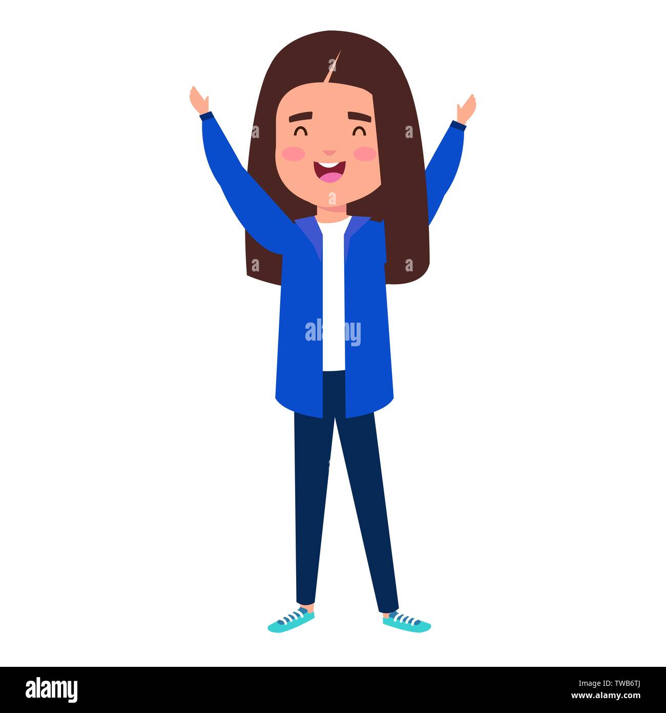 happy student girl comic character Stock Vector Image & Art - Alamy