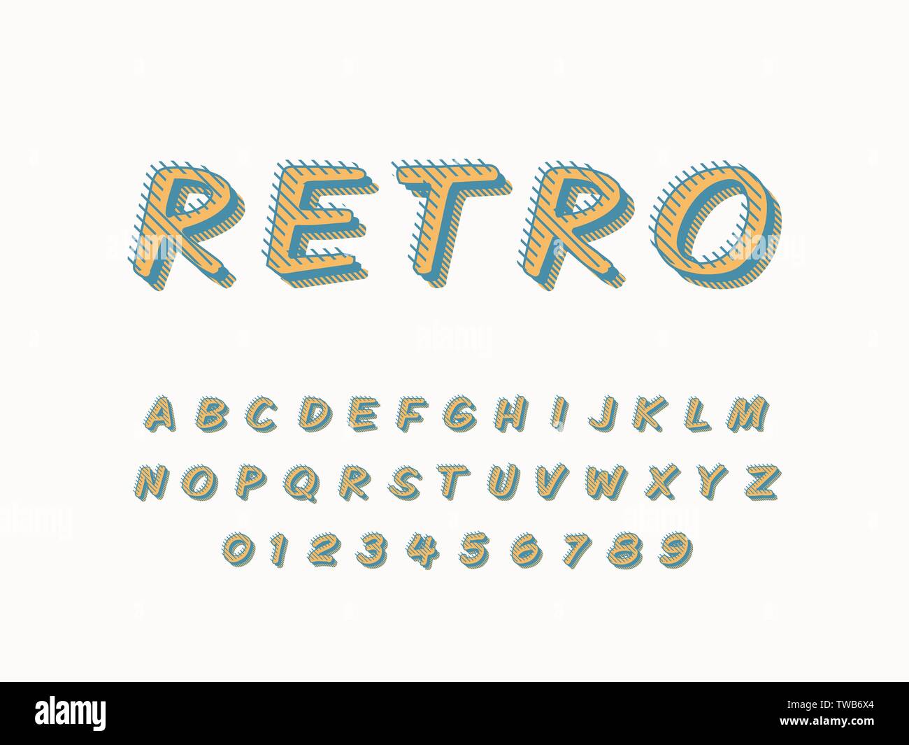 Retro font and alphabet. Stock vector illustration Stock Vector Image ...