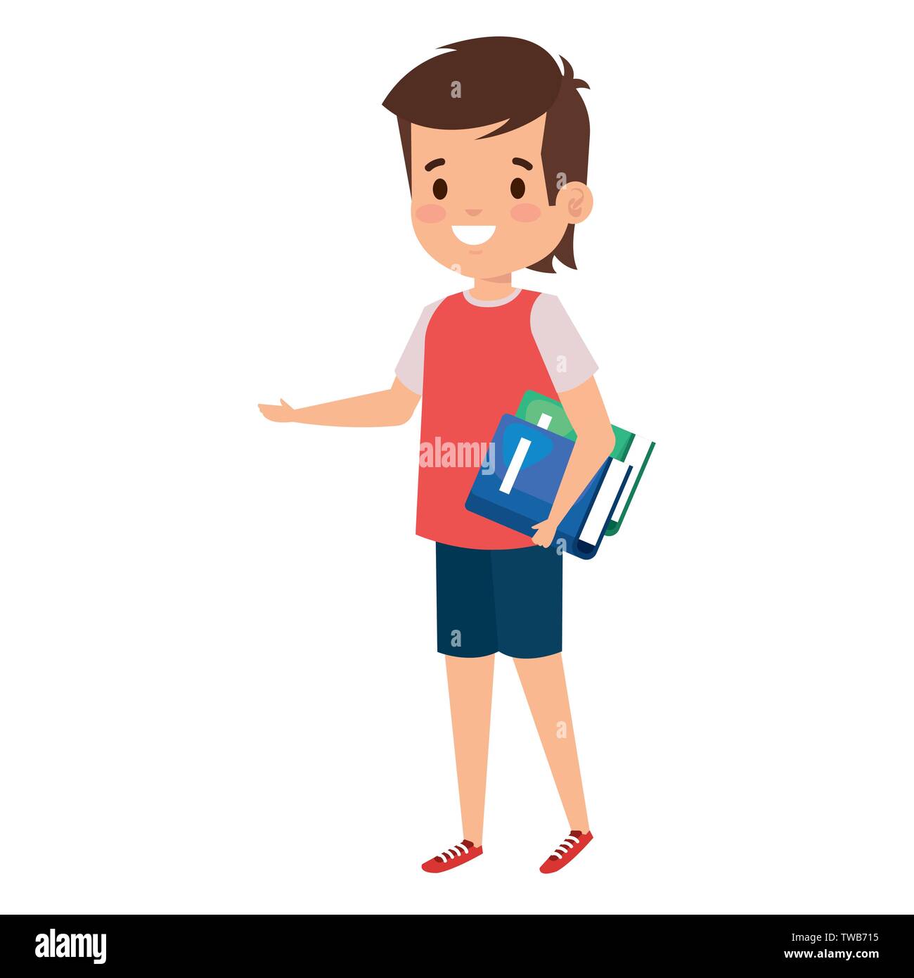 happy student boy with books character Stock Vector Image & Art - Alamy