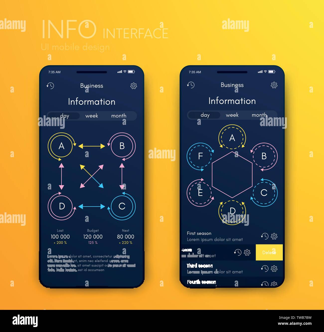 Vector graphics mobile infographics with four and six options. Template ...
